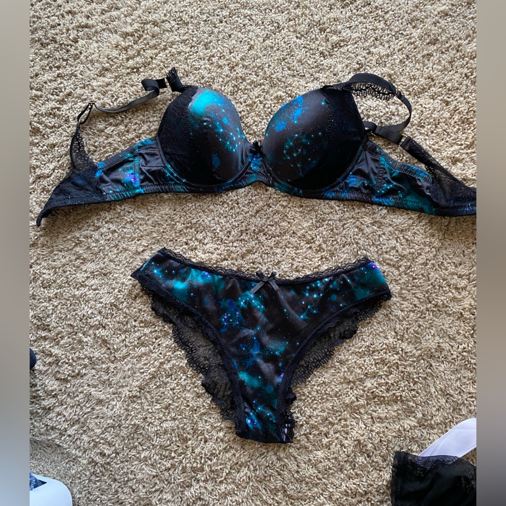 Fredericks Of Hollywood Starry Night Bra Set Size L B… - Gem